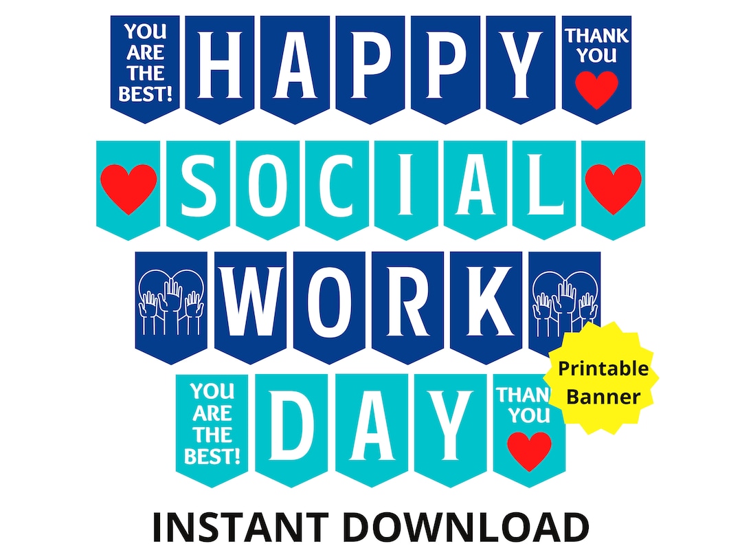 Social Work Day Printable Banner, Happy Social Work Day Sign, Social ...