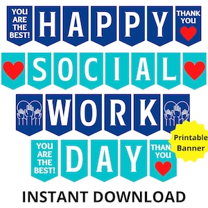 Social Work Day Printable Banner, Happy Social Work Day Sign, Social ...