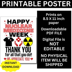 Nuclear Medicine Week Printable Poster, Happy Nuclear Medicine Week ...