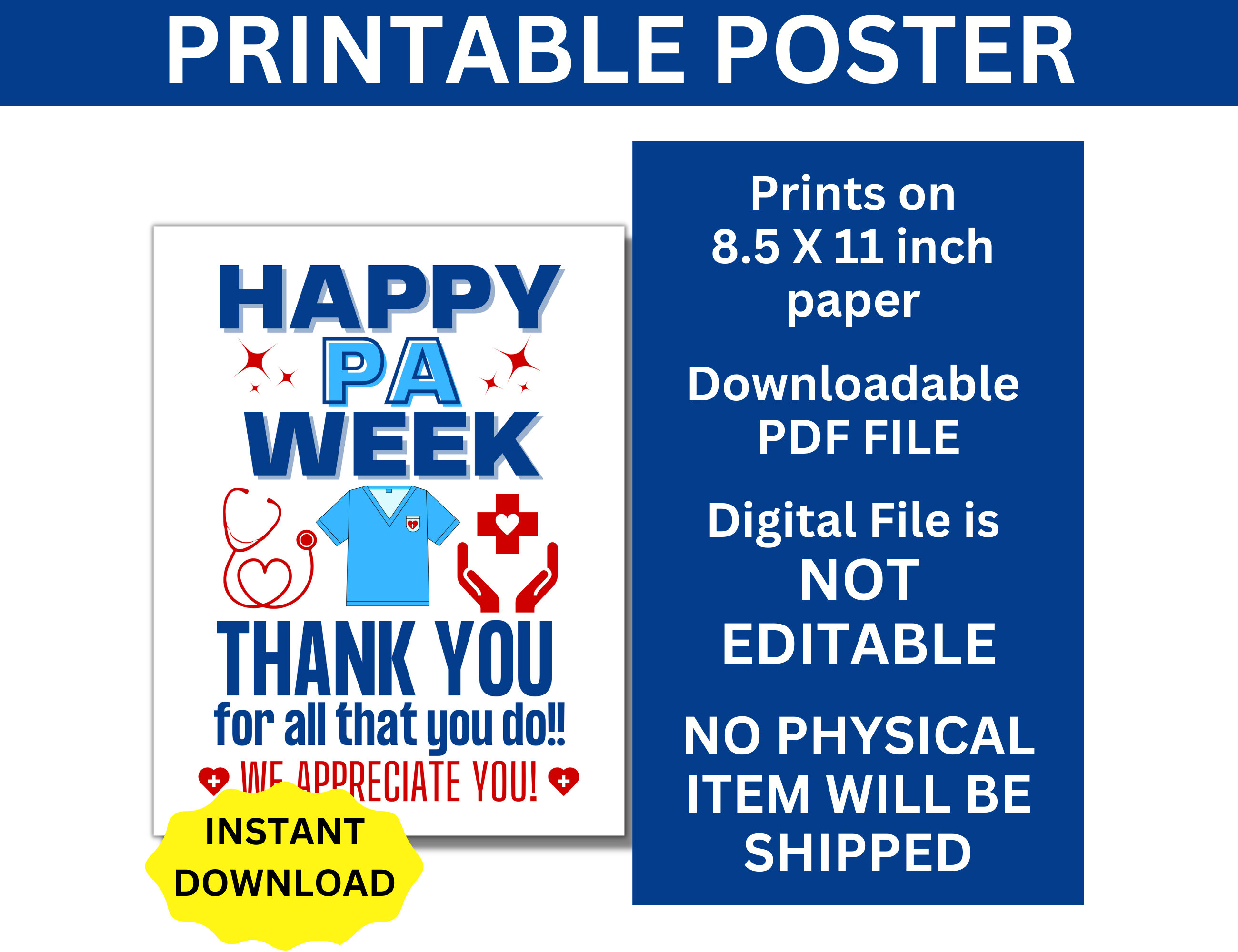 Physician Associate/physician Assistant Week Printable Poster, Happy PA ...