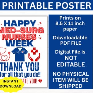 Medical Surgical Nurses Week Printable Bundle, Med-surg Nurses Week ...
