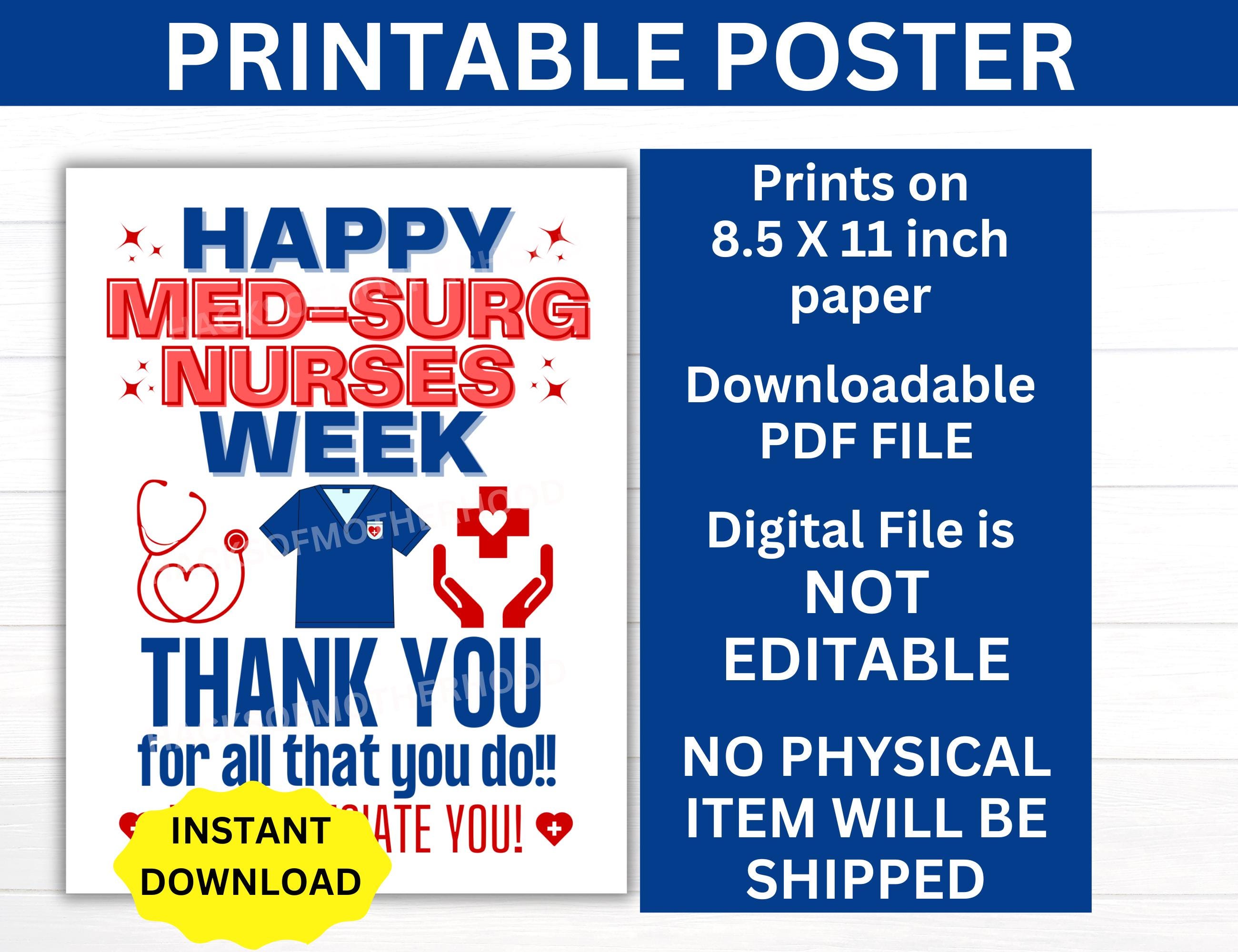 Medical Surgical Nurses Week Printable Bundle, Med-surg Nurses Week ...