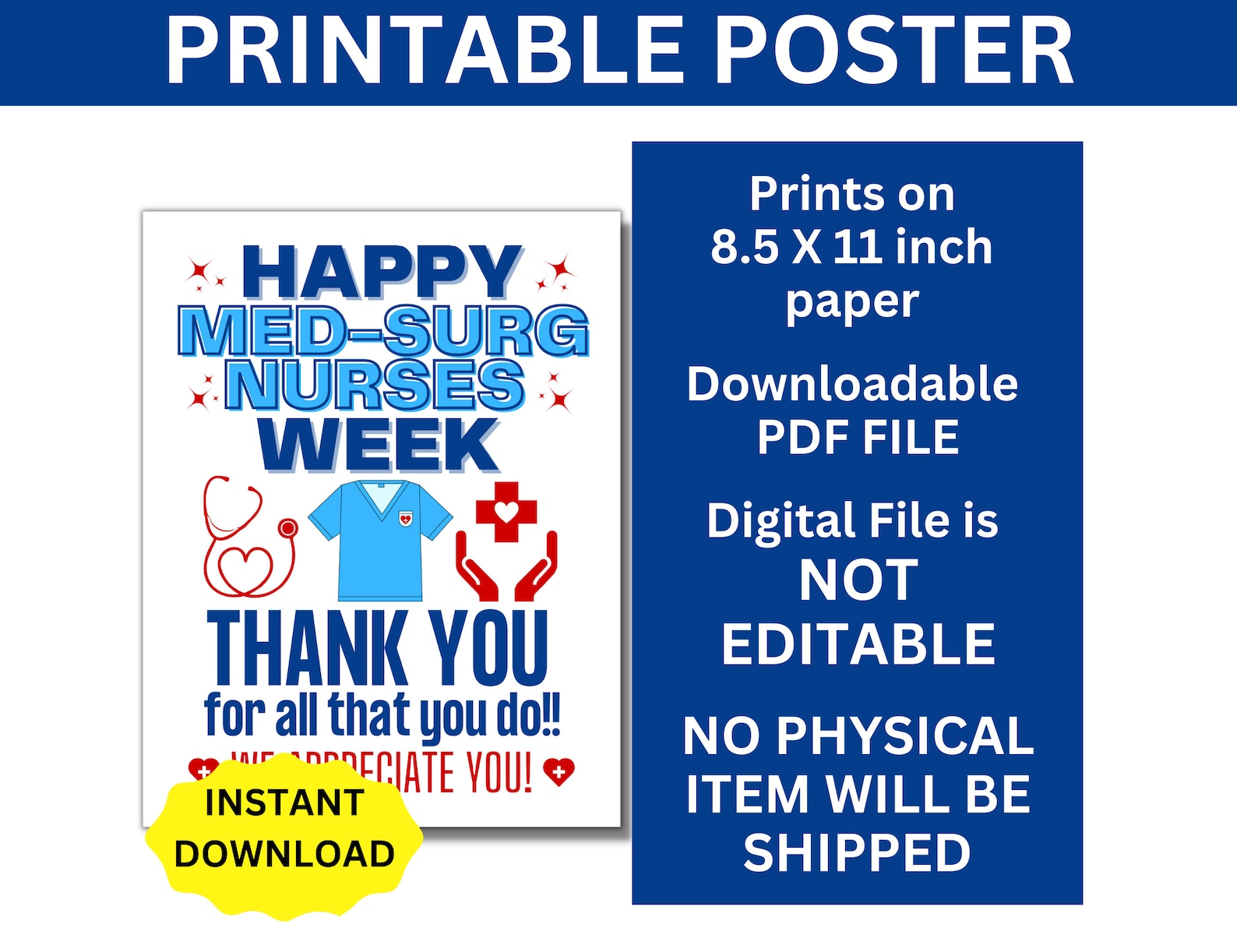 Medical Surgical Nurses Week Printable Poster, Med-surg Nurses Week ...