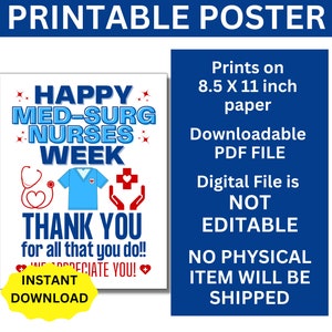 Medical Surgical Nurses Week Printable Poster, Med-surg Nurses Week ...