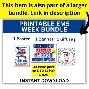 EMS Week Printable Banner, Emergency Medical Services Sign, EMS Week ...