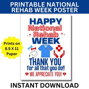 National Rehab Week Printable Poster, Happy Rehabilitation Week Sign ...