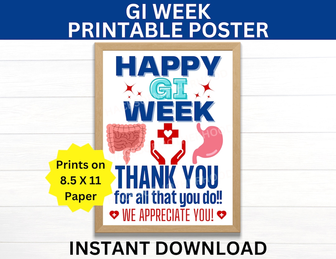 Happy GI Week Printable Poster, Gastroenterology Week, GI Nurse Gift ...