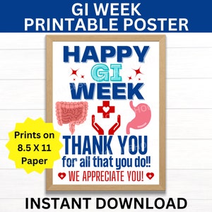 Happy GI Week Printable Poster, Gastroenterology Week, GI Nurse Gift ...