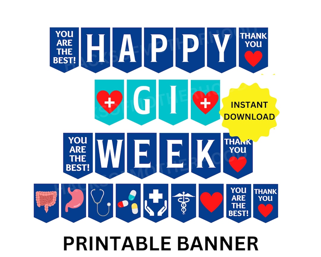 Happy GI Week Printable Banner, Gastroenterology Week, GI Nurse Gift ...