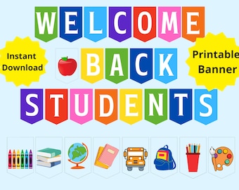Printable Banner "welcome Back to School" - Etsy