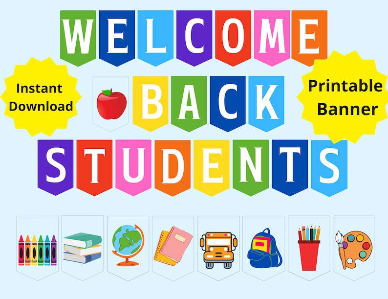 Welcome Back Students Banner Printable Back to School Banner - Etsy