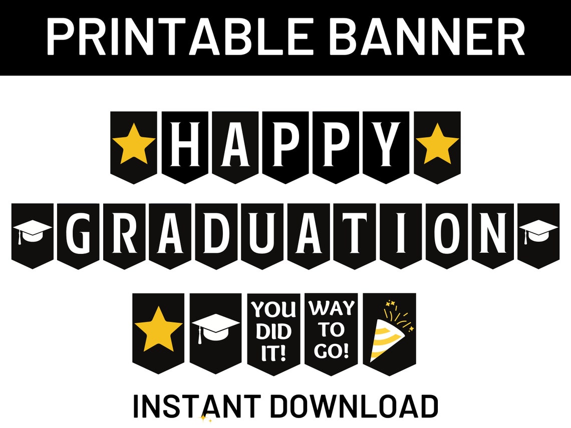 Happy Graduation Printable Banner, Happy Graduation Sign, Graduation ...
