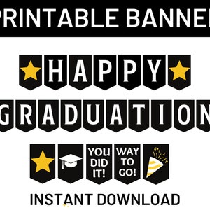 Happy Graduation Printable Banner, Happy Graduation Sign, Graduation ...