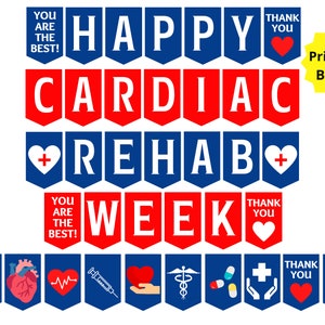 Cardiac Rehab Week Printable Banner Happy Cardiac Rehab Week - Etsy