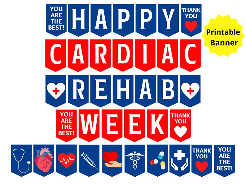 Cardiac Rehab Week Printable Banner Happy Cardiac Rehab Week - Etsy