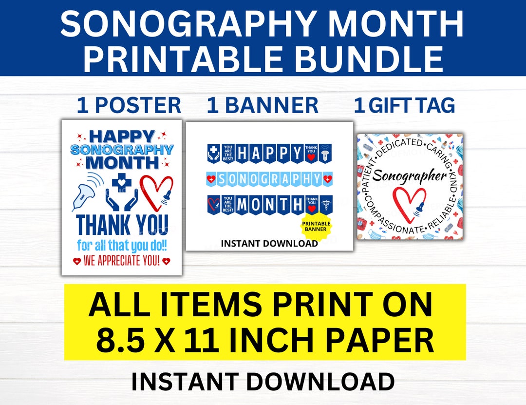 Sonography Month Printable Bundle, Ultrasound Tech Gift, Sonographer ...