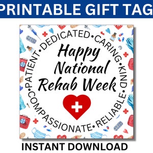 National Rehab Week Printable Gift Tags, Happy Rehabilitation Week Gift ...