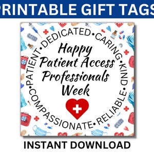 Patient Access Professionals Week Printable Gift Tags, Patient Access ...