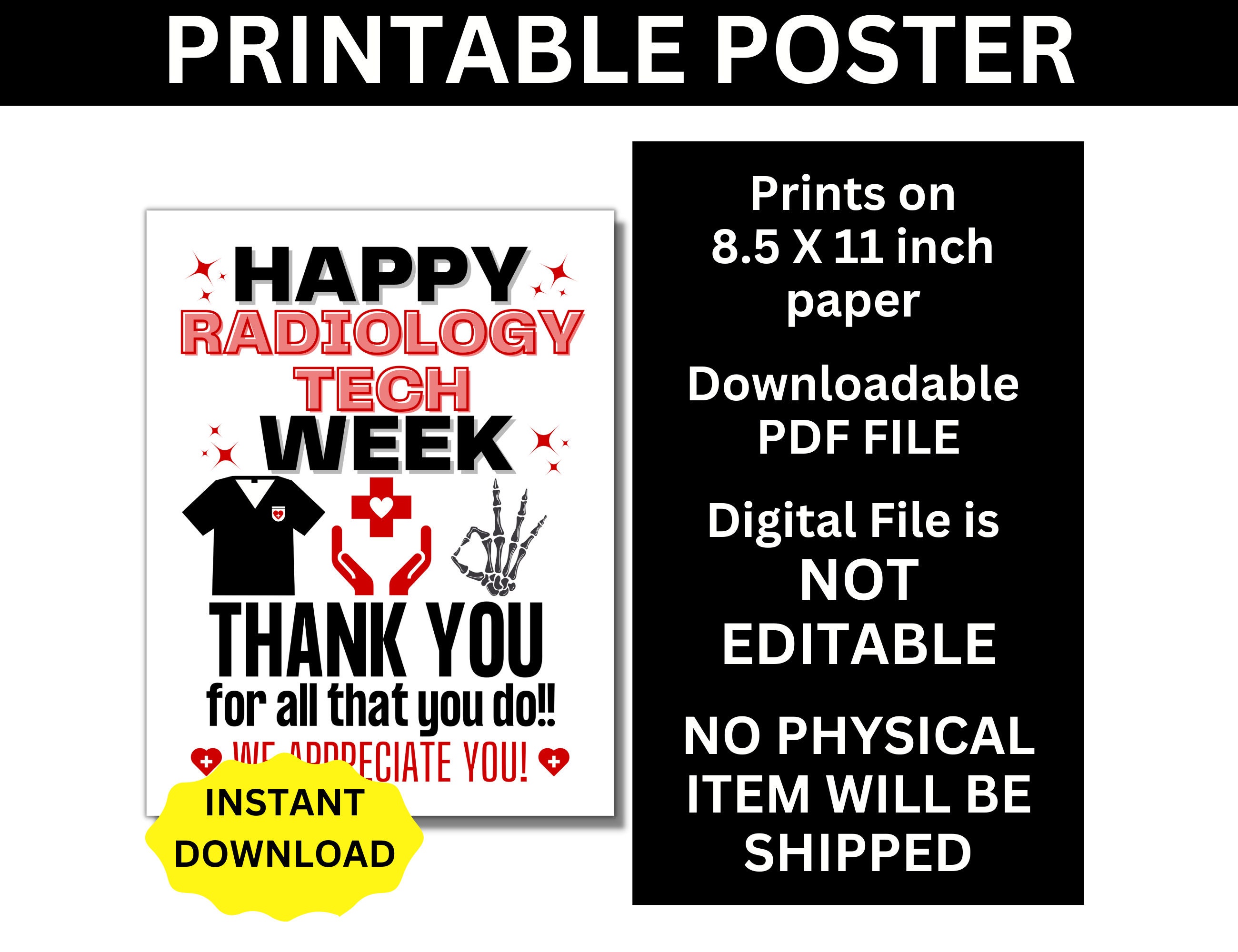 Rad Tech Week Printable Poster, Radiologic Tech Week Sign, Rad Tech ...