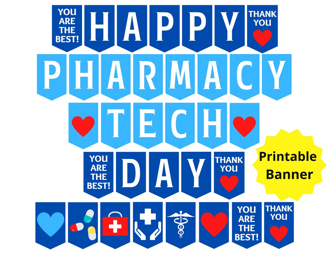 Pharmacy Tech Day Printable Banner Happy Pharmacy Tech Day - Etsy