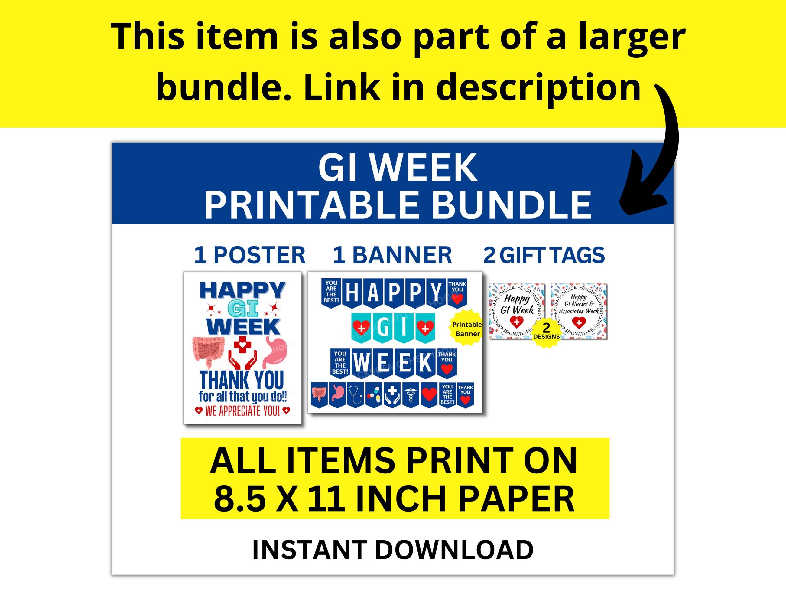 Happy GI Week Printable Gift Tags, Gastroenterology Week, GI Nurse Gift ...