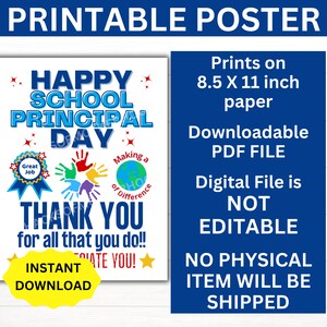 School Principal Day Printable Poster, School Principal Day Sign ...