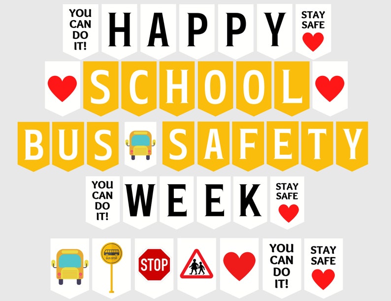 School Bus Safety Week Printable Banner Happy School Bus - Etsy