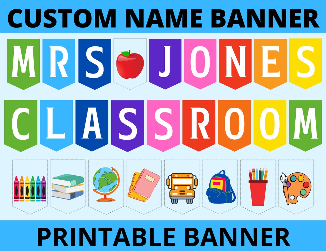 Custom Teacher Name Printable Banner Personalized Classroom - Etsy