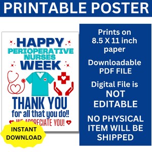 Perioperative Nurses Week Printable Bundle, Perioperative Nurse Week ...