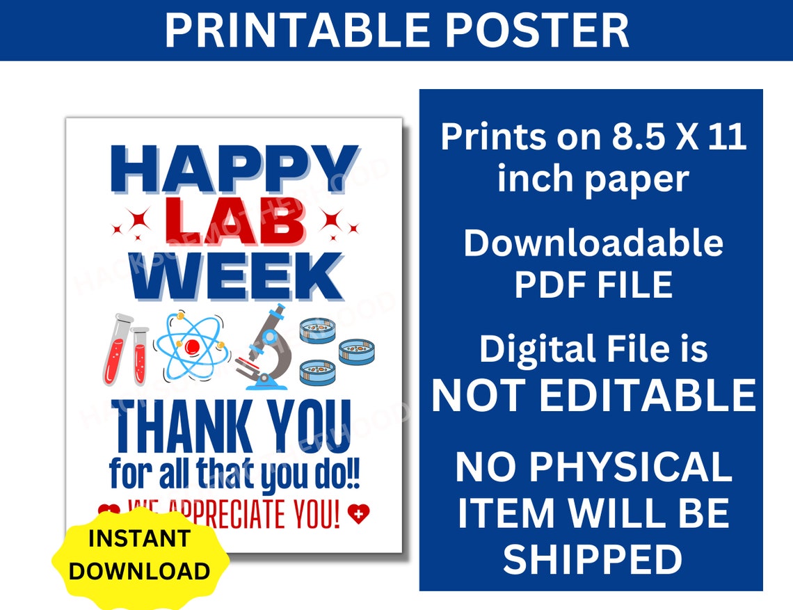 Lab Week Printable Poster, Medical Laboratory Professionals Week Poster ...