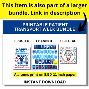 Patient Transport Week Printable Banner, Happy Patient Transporter Week ...