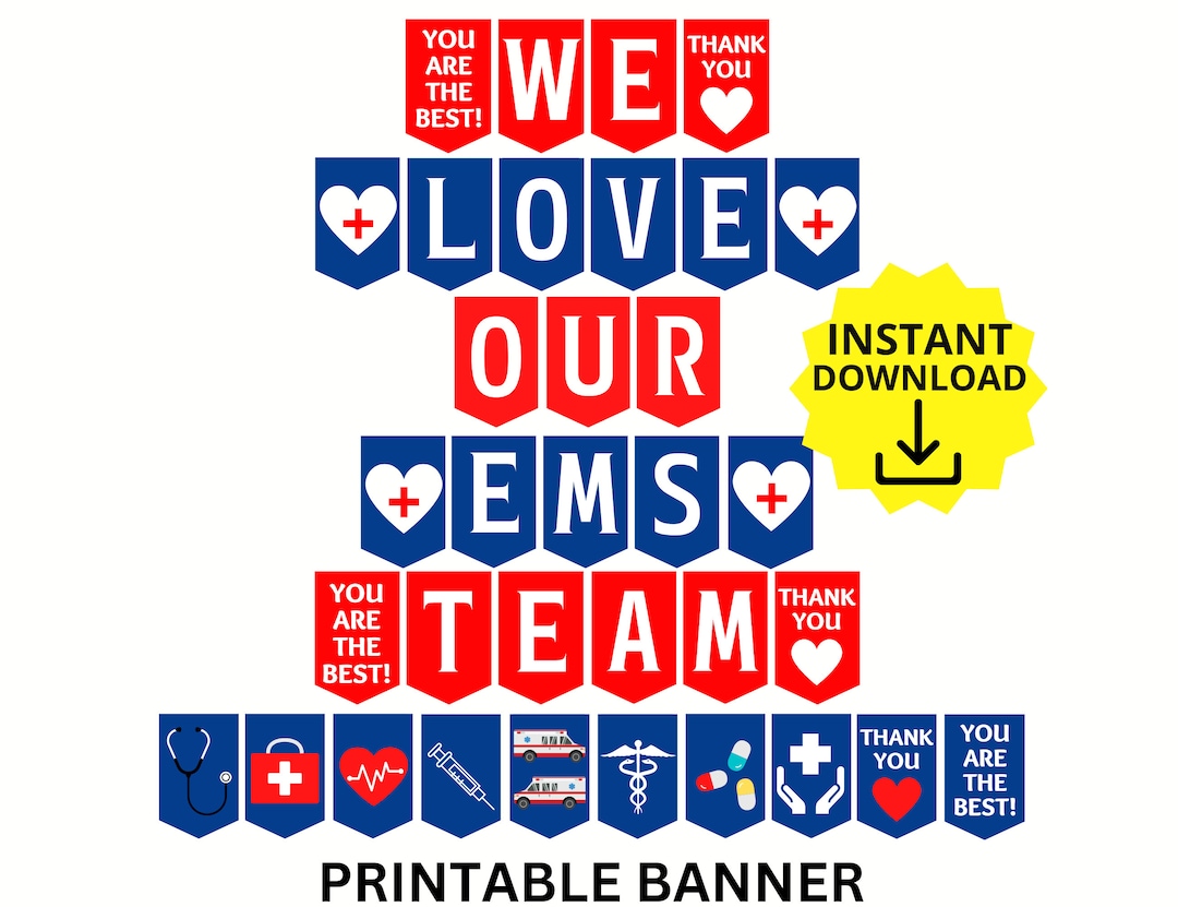 EMS Week Printable Banner, Emergency Medical Services Sign, EMS Week ...