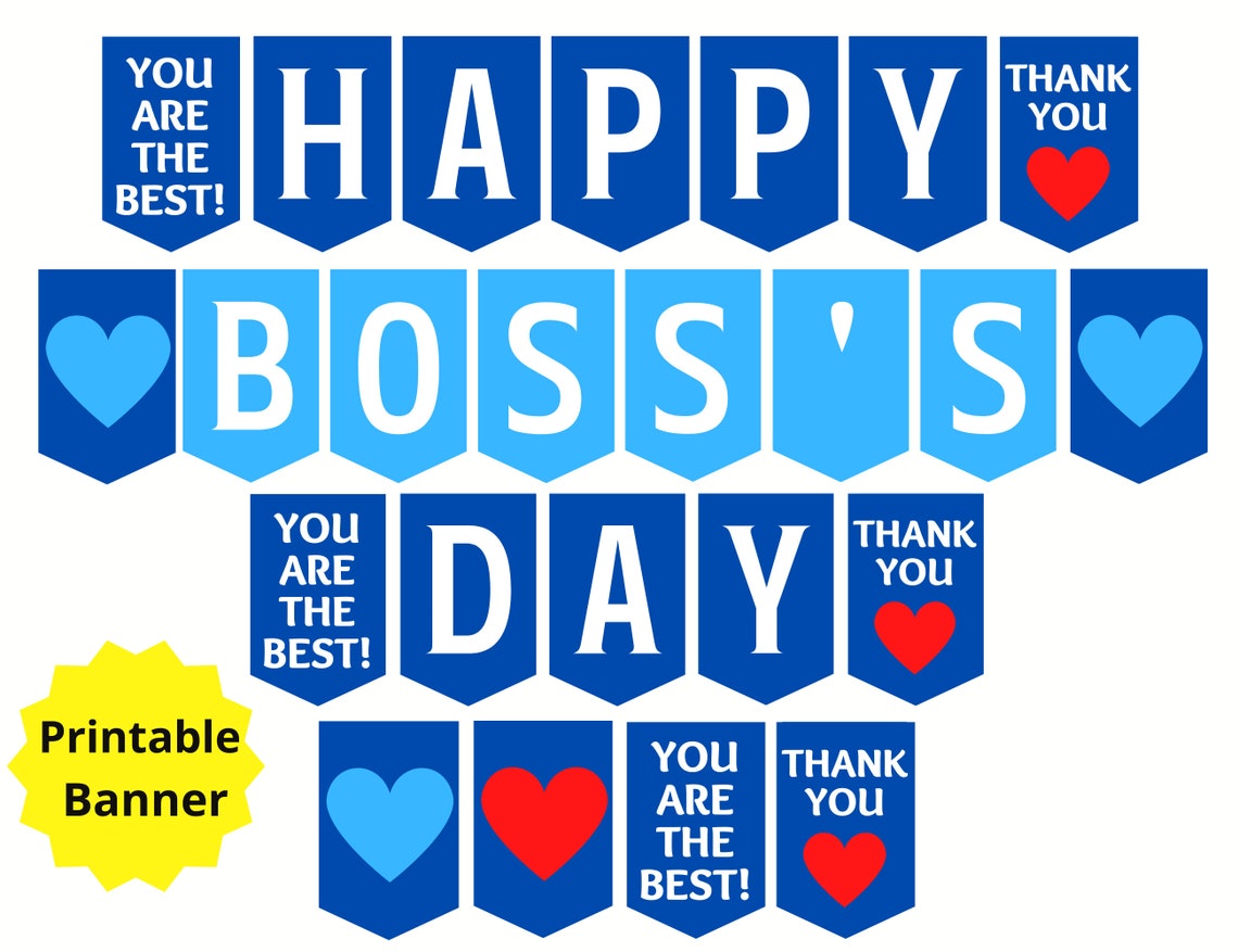 Boss's Day Printable Banner Happy Boss's Day Sign - Etsy