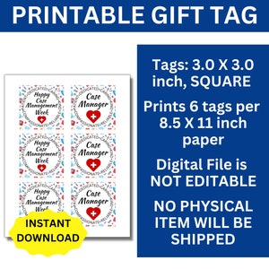 Case Management Week Printable Gift Tags, Happy Case Manager Week Gift ...