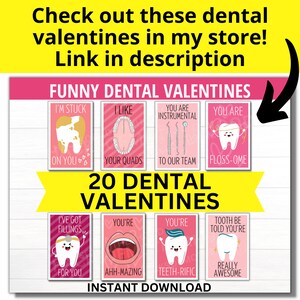 Dental Valentine's Day Cards, 6 Pack Funny Dental Pun Valentines ...