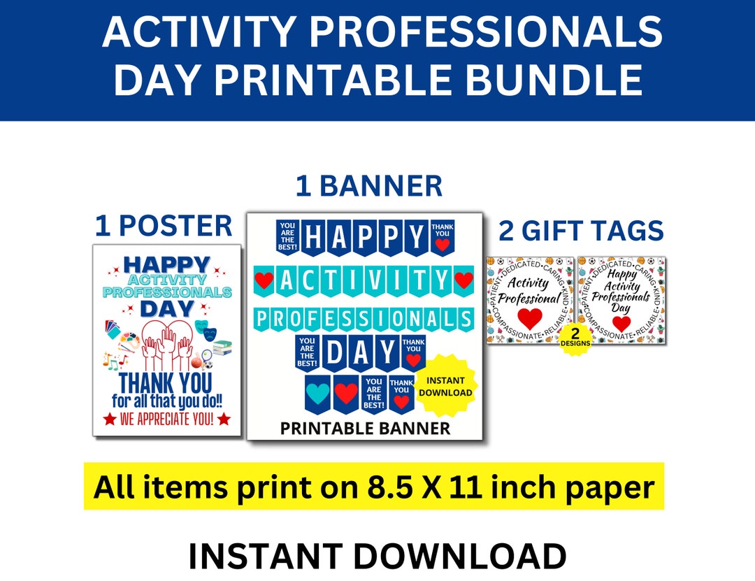Activity Professionals Day Printable Bundle, Activity Professionals ...