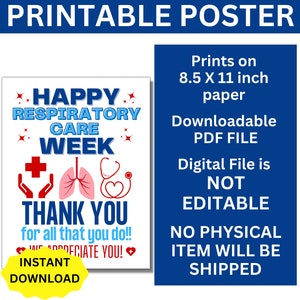 Respiratory Care Week Printable Bundle, Happy Respiratory Therapist Week Bundle, Respiratory ...