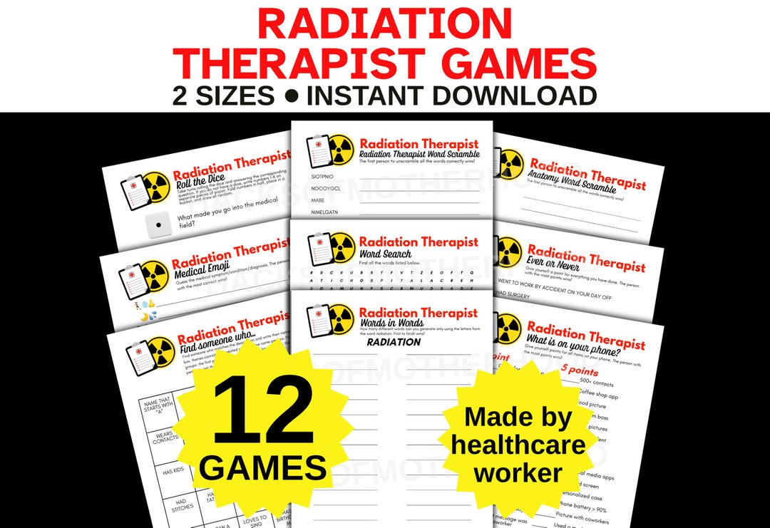 Radiation Therapist Printable Game Bundle Banner, Rad Therapist ...