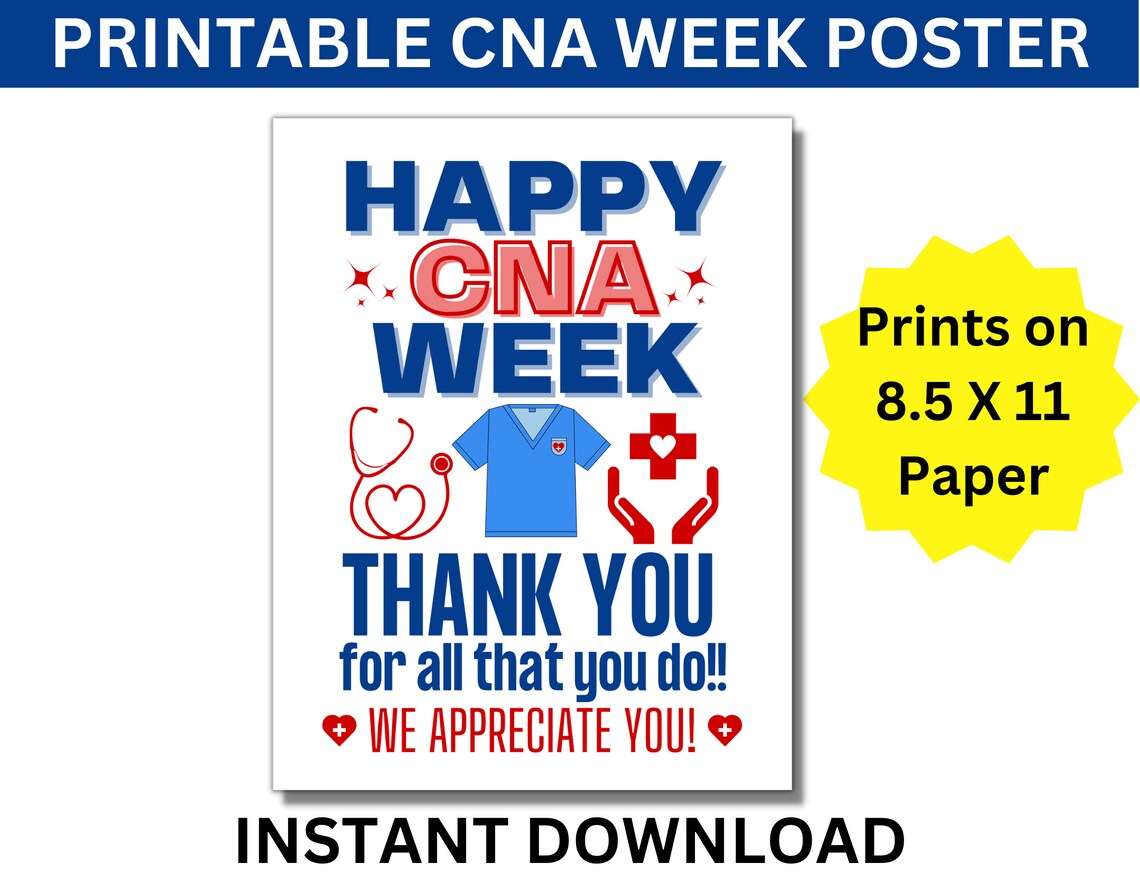 Certified Nursing Assistant Week Printable Poster CNA Week - Etsy
