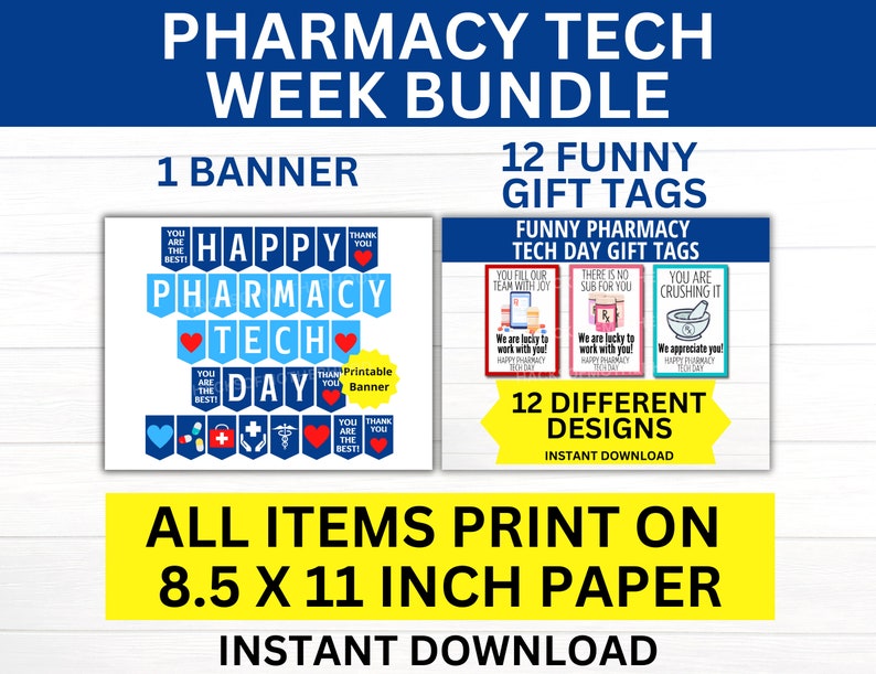 Pharmacy Tech Day Printable Bundle,pharmacy Tech Gift, Pharmacy ...