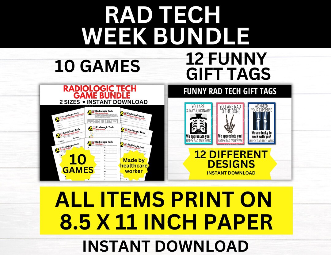 Funny Rad Tech Week Printable Bundle, Radiologic Tech Week, Rad Tech ...