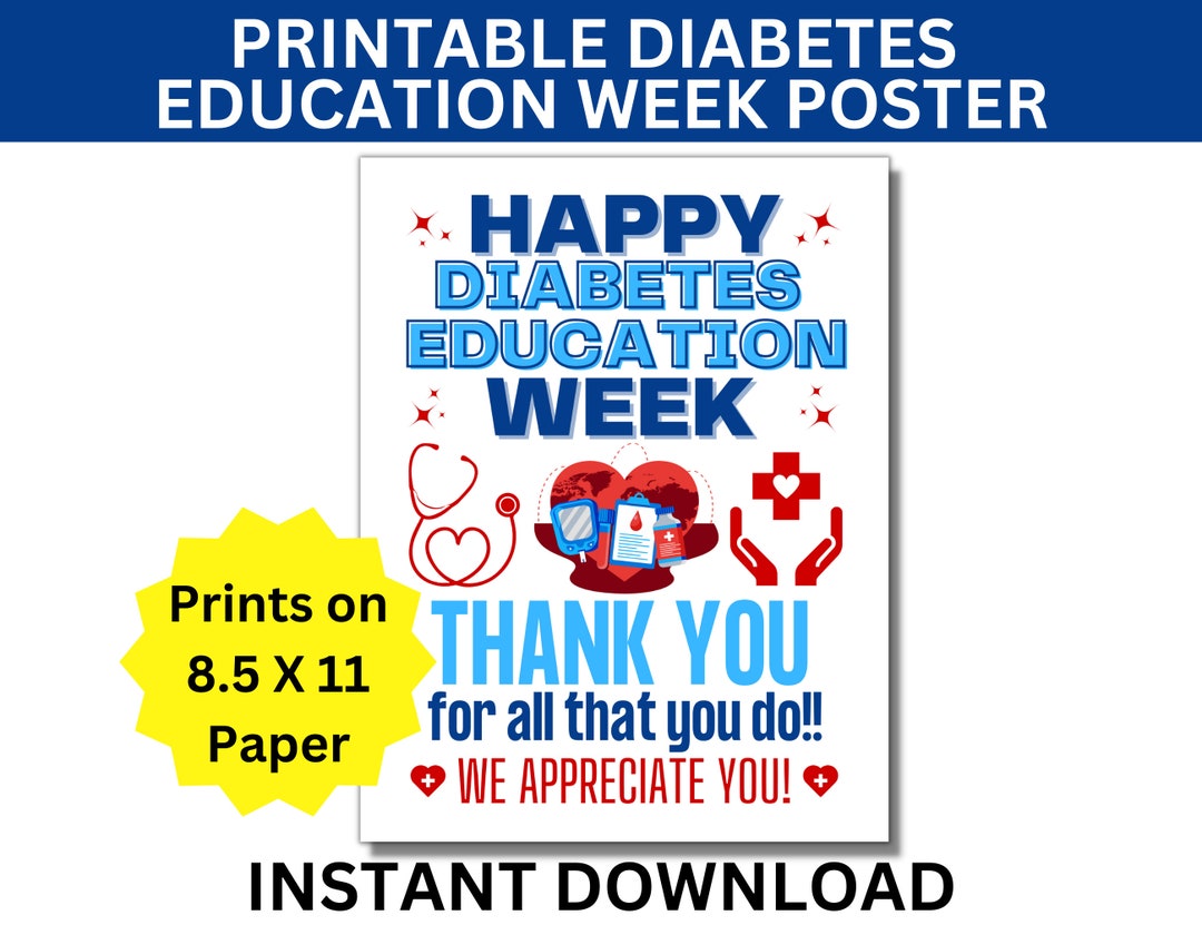 Diabetes Education Week Printable Poster, Diabetes Education Sign ...