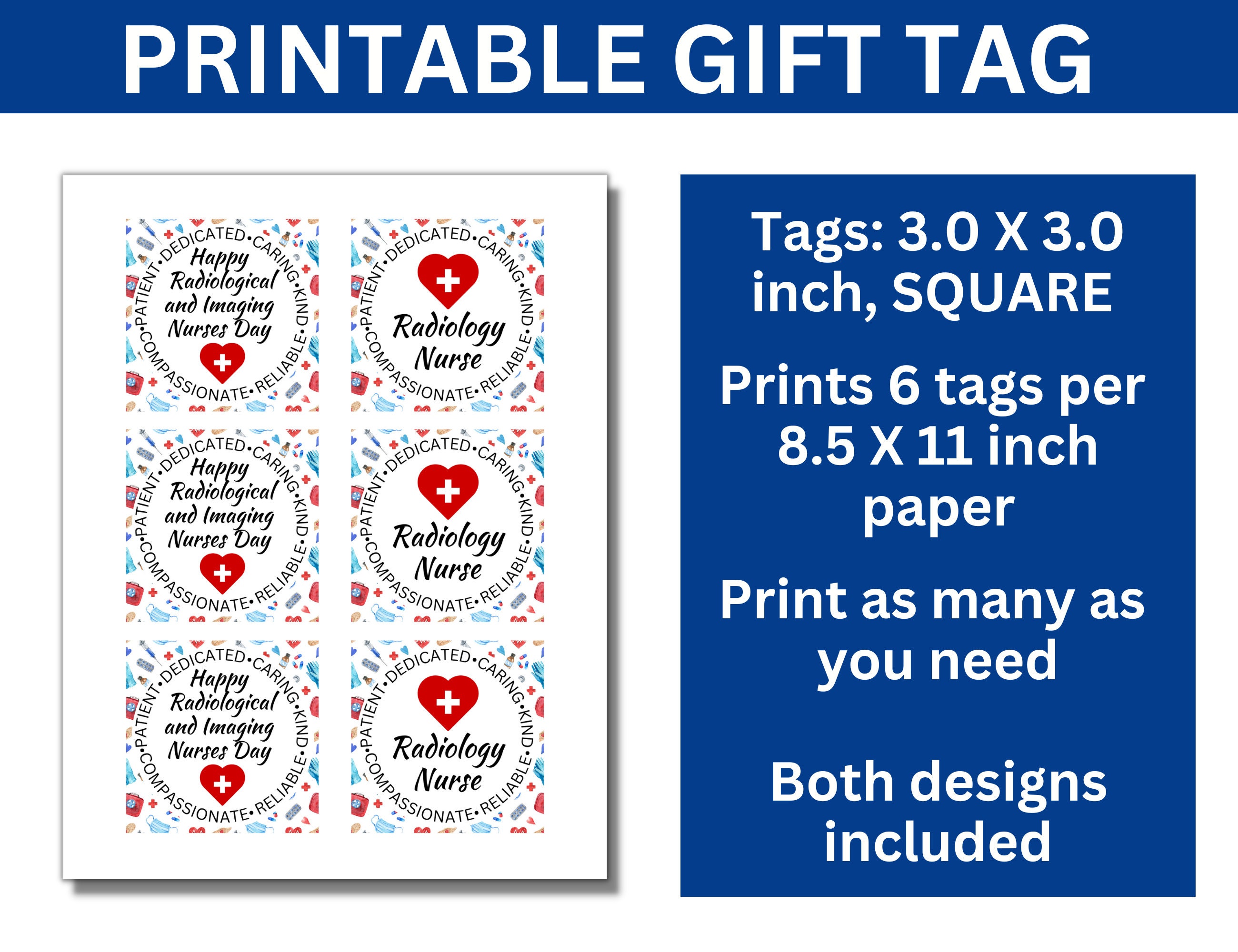 Radiology Nurses Day Printable Gift Tags, Radiological & Imaging Nurses ...