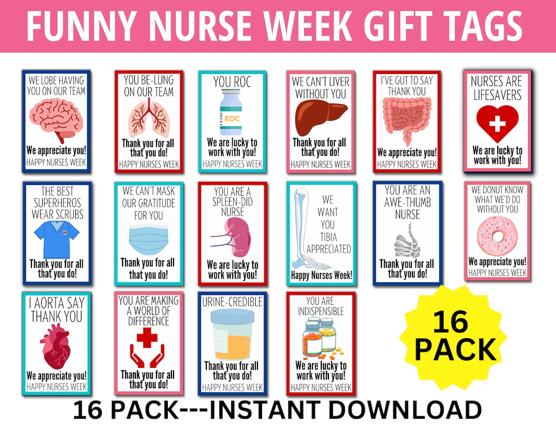 Nurses Week Printable Gift Tag Bundle Nurses Week Gifts - Etsy
