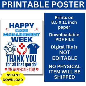 Case Management Week Printable Poster, Happy Case Manager Week Sign ...