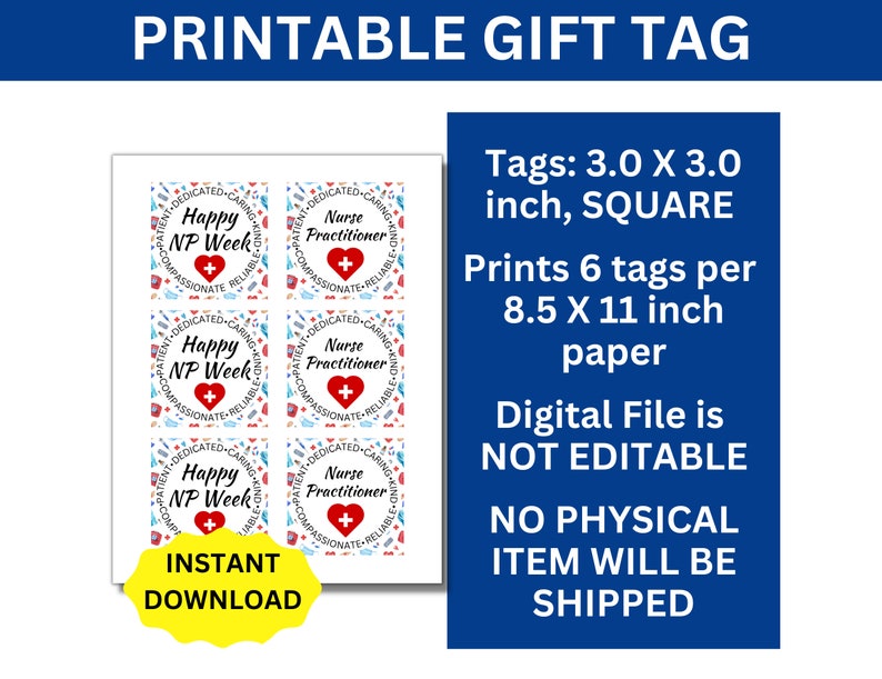 Nurse Practitioner Week Printable Gift Tags, Happy NP Week, Nurse ...