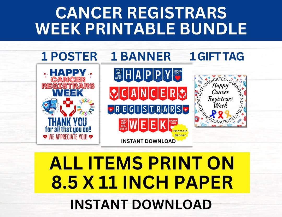 Cancer Registrars Week Printable Bundle, National Cancer Registrar Week ...