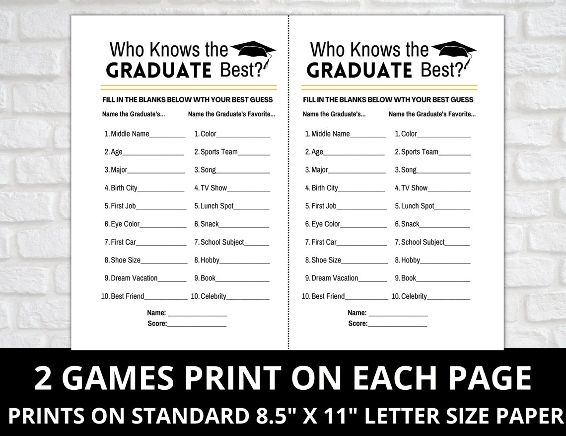Graduation Party Games Bundle Multiple Graduation Games - Etsy
