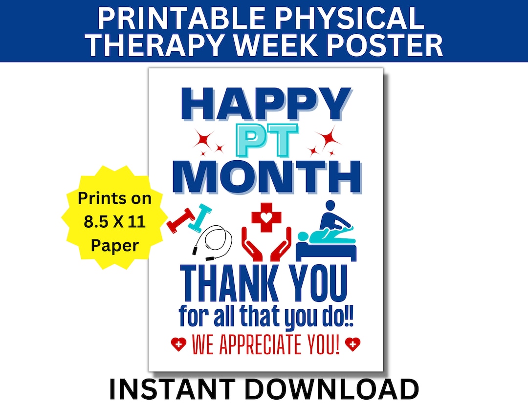 Physical Therapy Month Printable Poster Happy Pt Month Sign Physical