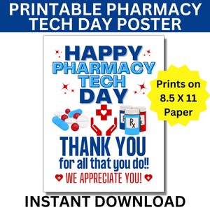 Pharmacy Tech Day Printable Poster, Happy Pharmacy Tech Day Sign ...